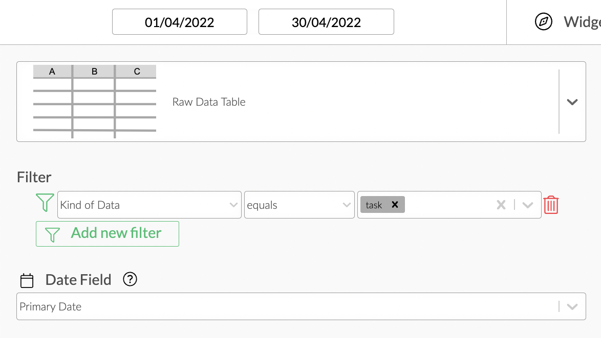 Raw Data Table - Widget Types - Widgets - Getting started - Exply Docs